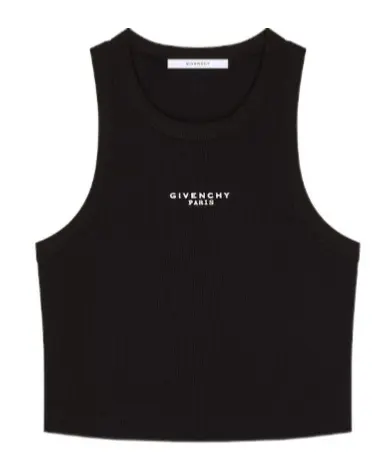Givenchy Paris Logo Cropped Tank Top - Black