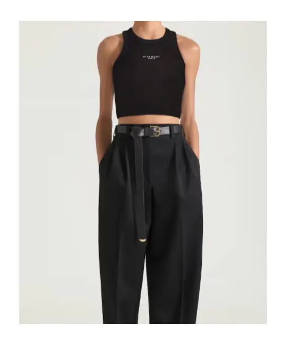 Givenchy Paris Logo Cropped Tank Top - Black