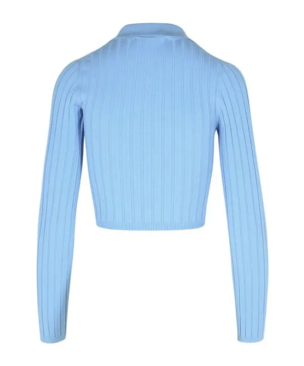Dolce & Gabbana Ribbed Knit Cropped Polo Shirt