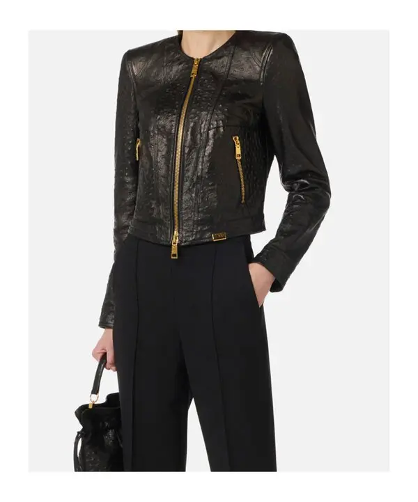 Elisabetta Franchi Long-sleeved Leather Jacket