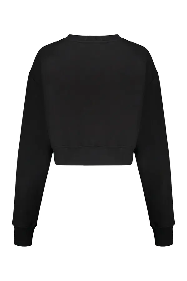 Balmain Logo Cropped Sweatshirt - Black