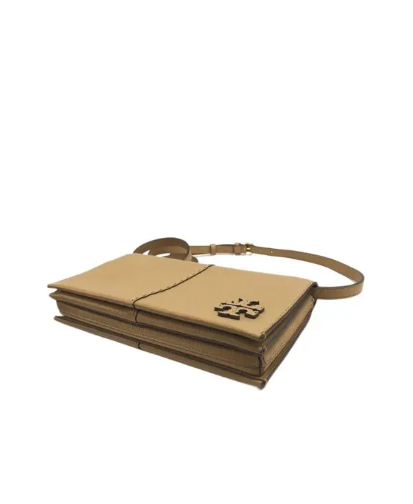 Tory Burch Logo Plaque Shoulder Bag - Nude