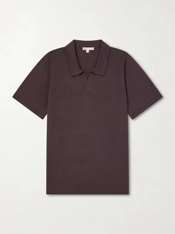 Onia Merino Wool Polo Shirt - Brown