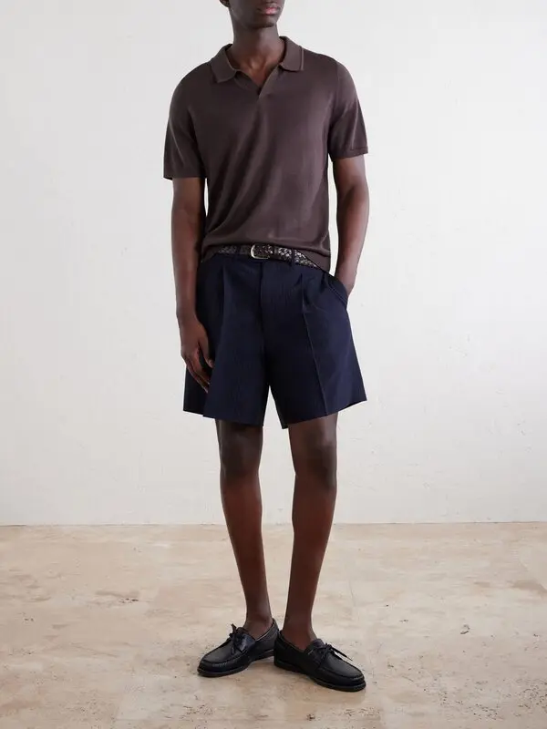 Onia Merino Wool Polo Shirt - Brown