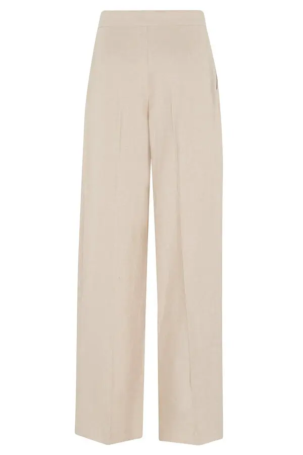 Eleventy Asymmetrical Button-closure Trousers With Pleated Details - Nude