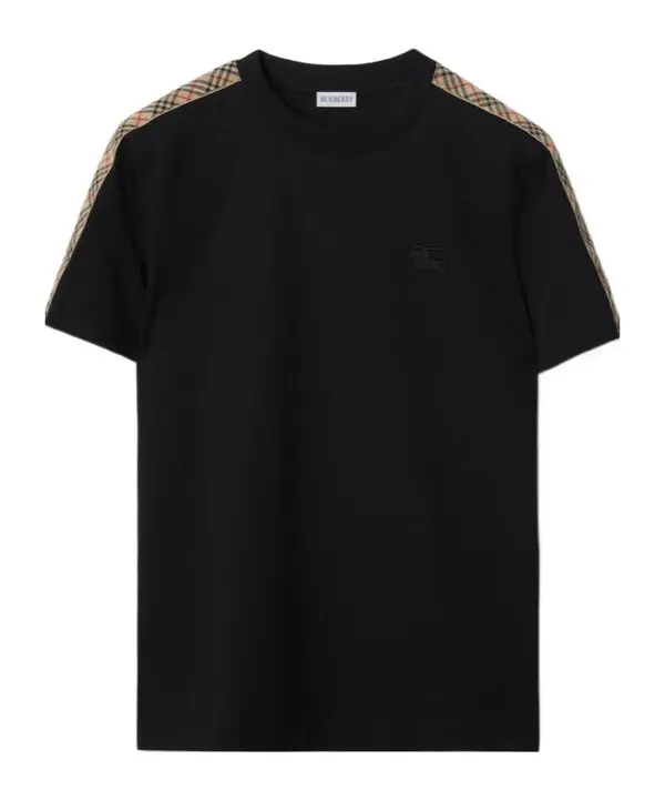 Burberry Checkered-trim Crewneck T-shirt - Black