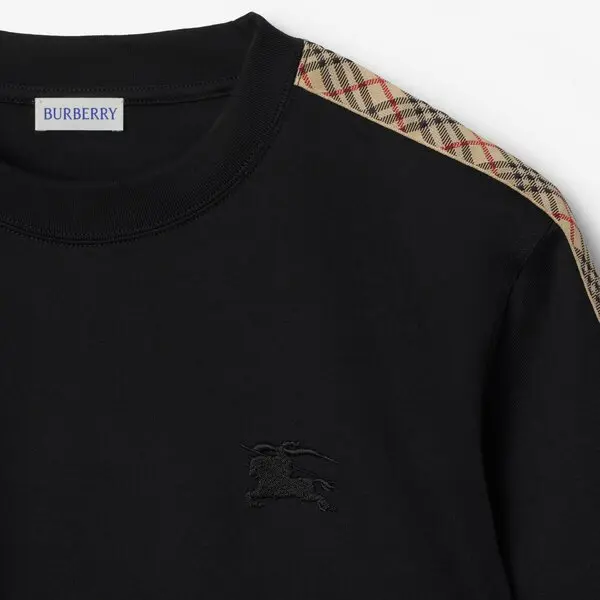 Burberry Checkered-trim Crewneck T-shirt - Black