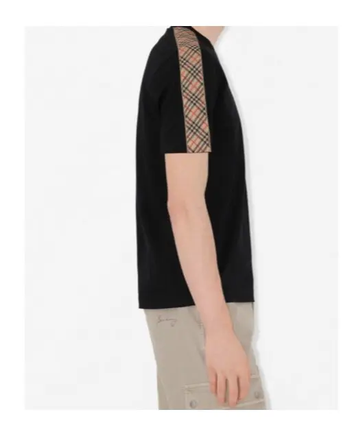 Burberry Checkered-trim Crewneck T-shirt - Black