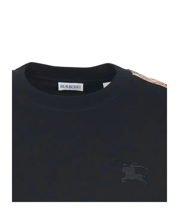 Burberry Checkered-trim Crewneck T-shirt - Black