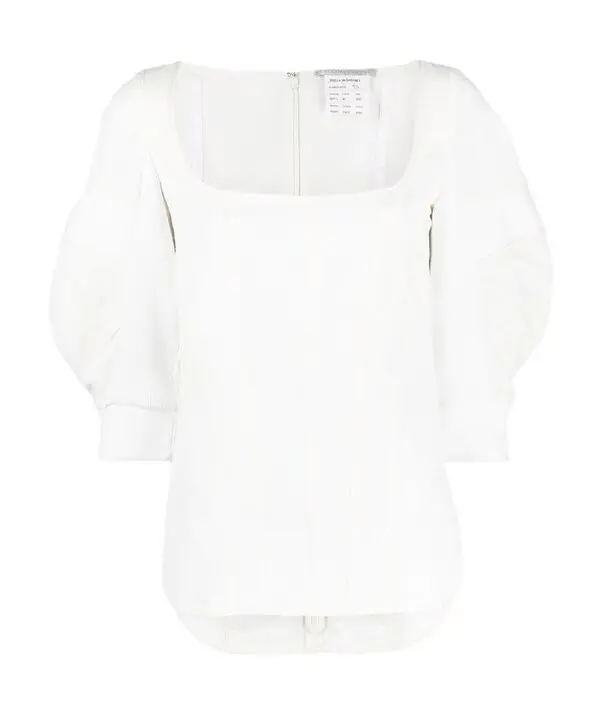 Stella McCartney Square Neck Puff Sleeve Blouse - Nude
