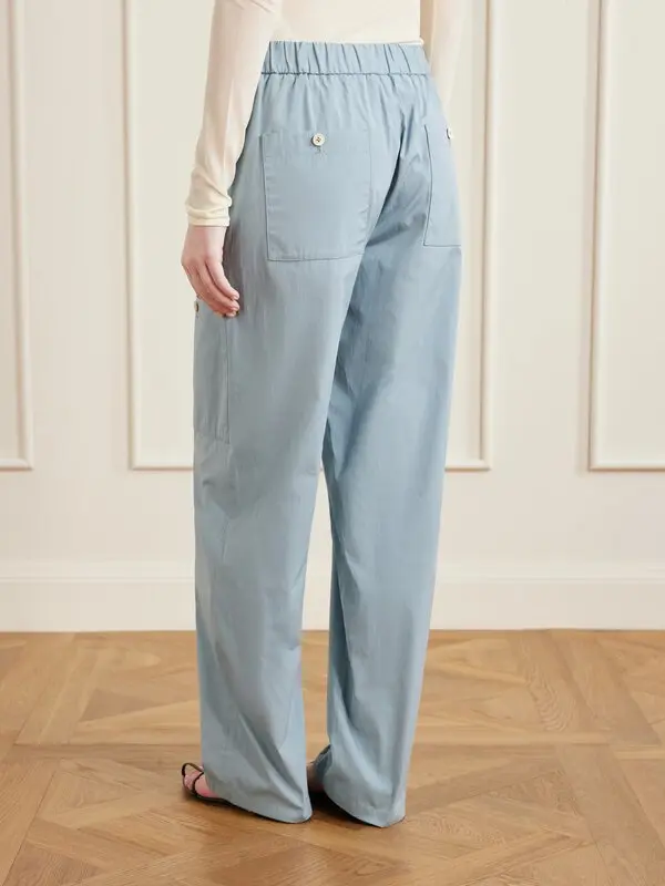 JIL SANDER Cotton Poplin Cargo Pants - Blue