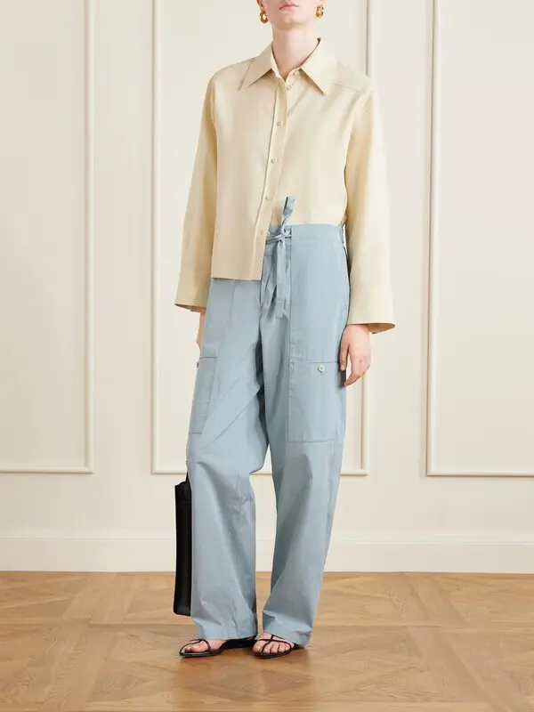 JIL SANDER Cotton Poplin Cargo Pants - Blue
