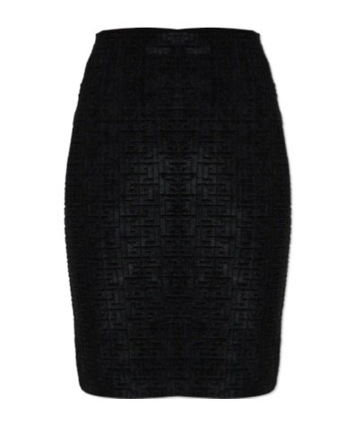 Balmain Monogrammed Embossed Skirt - Black