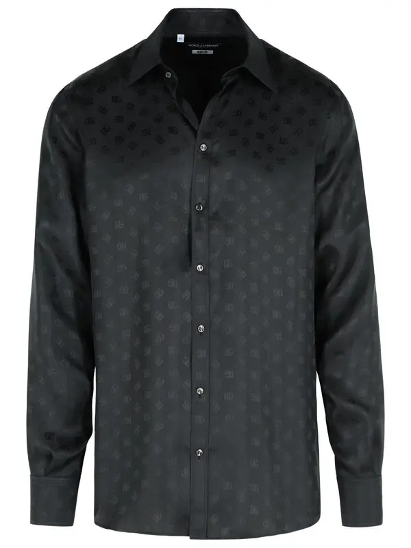 Dolce & Gabbana Dolce Gabbana Dg Logo Martini Jacquard Shirt - Black
