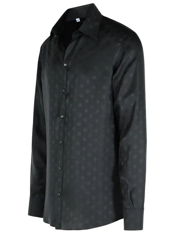 Dolce & Gabbana Dolce Gabbana Dg Logo Martini Jacquard Shirt - Black