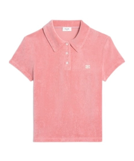 Celine Triomphe Terry Cotton Polo - Pink