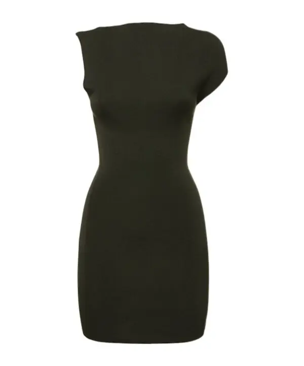 ST. AGNI Asymmetric Knitted Mini Dress - Black