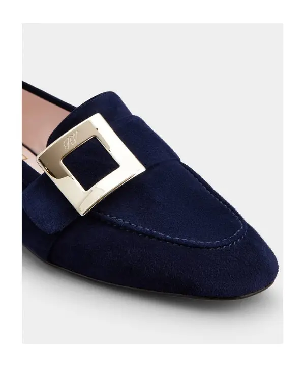 ROGER VIVIER Suede Loafers With Metal Buckle - Blue