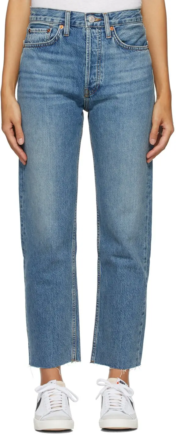 RE/DONE High Rise Stove Pipe Jeans - Blue