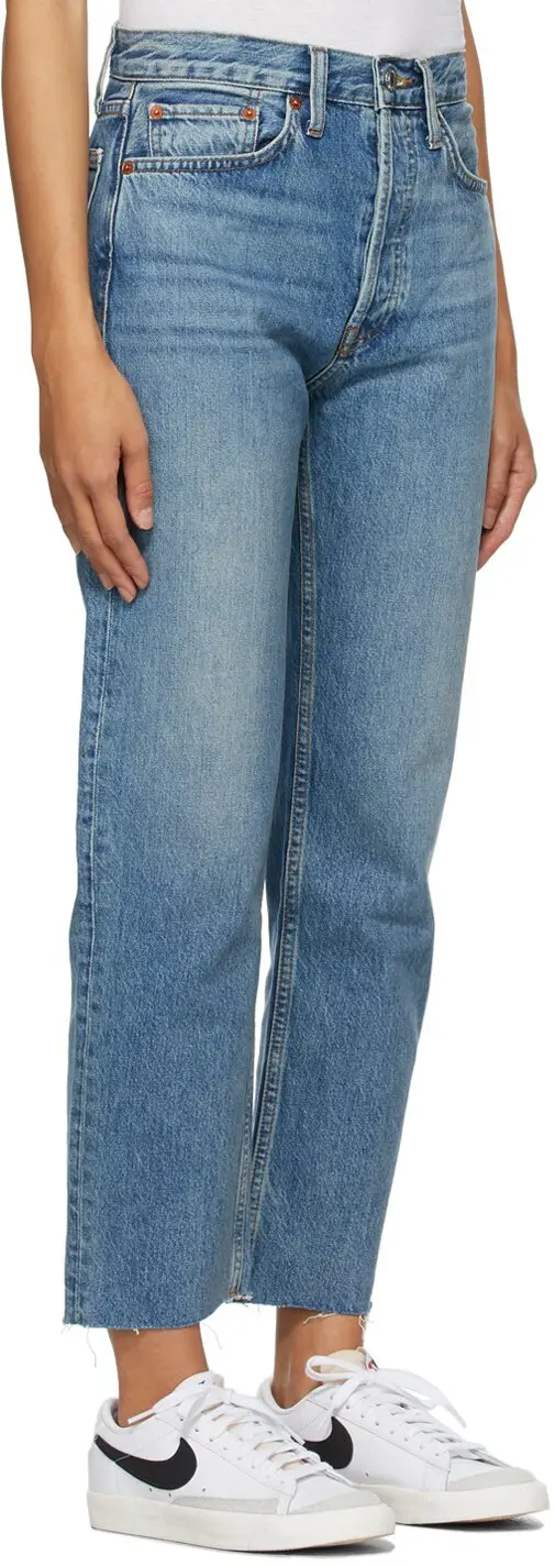 RE/DONE High Rise Stove Pipe Jeans - Blue