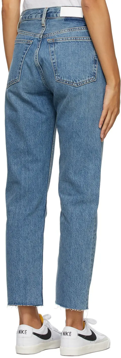 RE/DONE High Rise Stove Pipe Jeans - Blue
