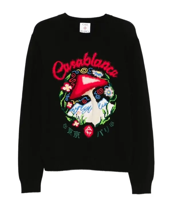 Casablanca Mushroom Emblem Crew Neck Sweater