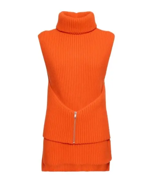 JIL SANDER Rib Knit Vest With Zipper Detail
