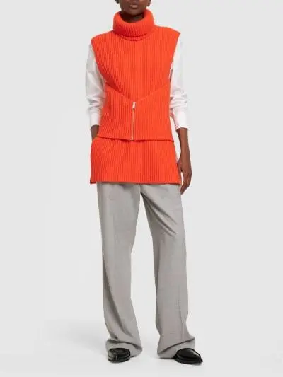JIL SANDER Rib Knit Vest With Zipper Detail