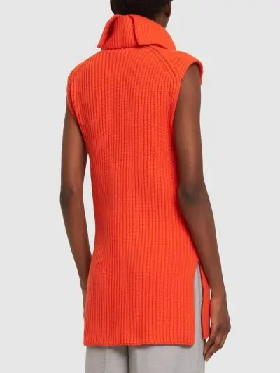 JIL SANDER Rib Knit Vest With Zipper Detail