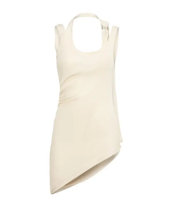 JEAN PAUL GAULTIER Ribbed Cotton Twisted Double-layer Top - Off White