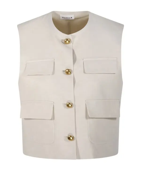 P.a.r.o.s.h Sleeveless Round Neck Waistcoat - White