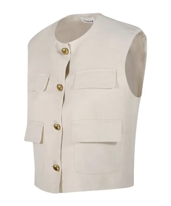 P.a.r.o.s.h Sleeveless Round Neck Waistcoat - White