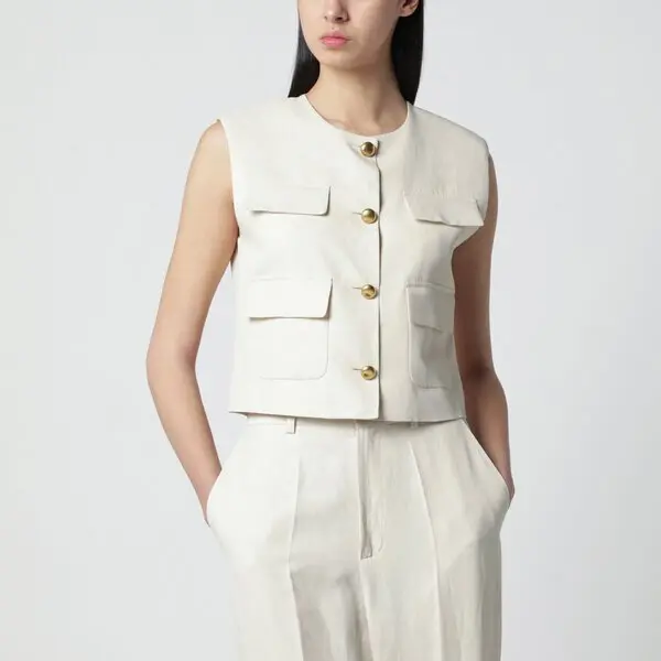 P.a.r.o.s.h Sleeveless Round Neck Waistcoat - White