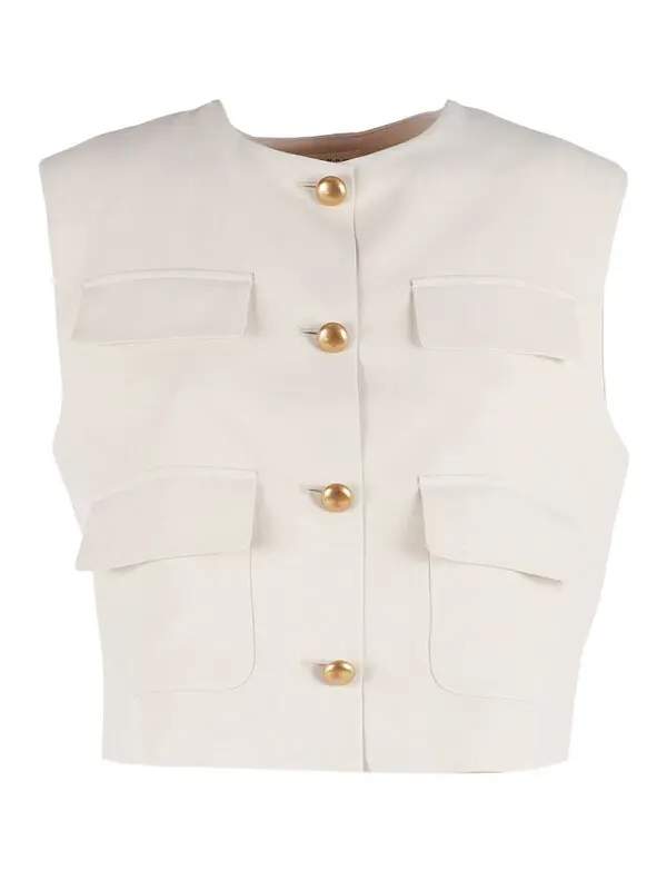 P.a.r.o.s.h Sleeveless Round Neck Waistcoat - White