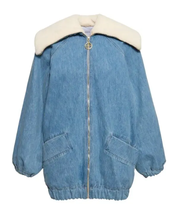 PATOU Long Sleeve Denim Jacket With Wide Lapels - Blue