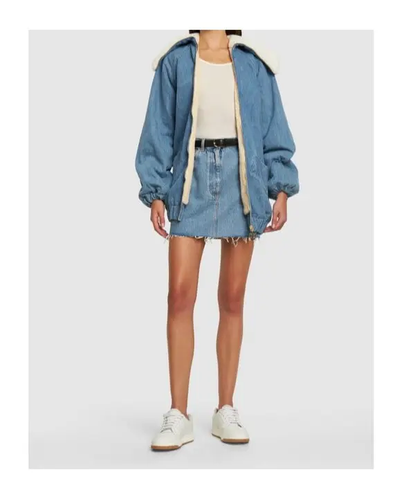 PATOU Long Sleeve Denim Jacket With Wide Lapels - Blue