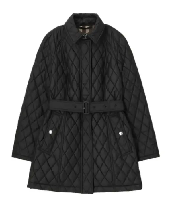 Burberry Belted Quilted Hood Jacket - Black
