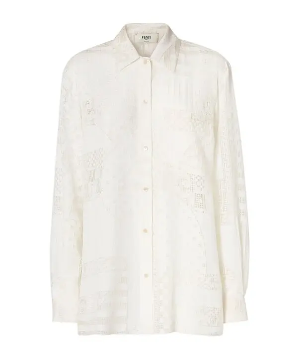 Fendi Long Sleeved Patchwork Shirt - White