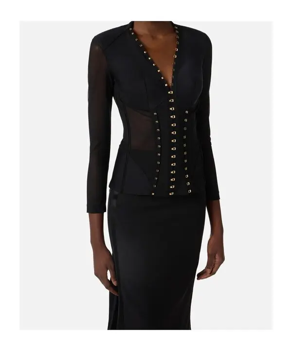 Elisabetta Franchi Sheer Panel Bustier Jacket