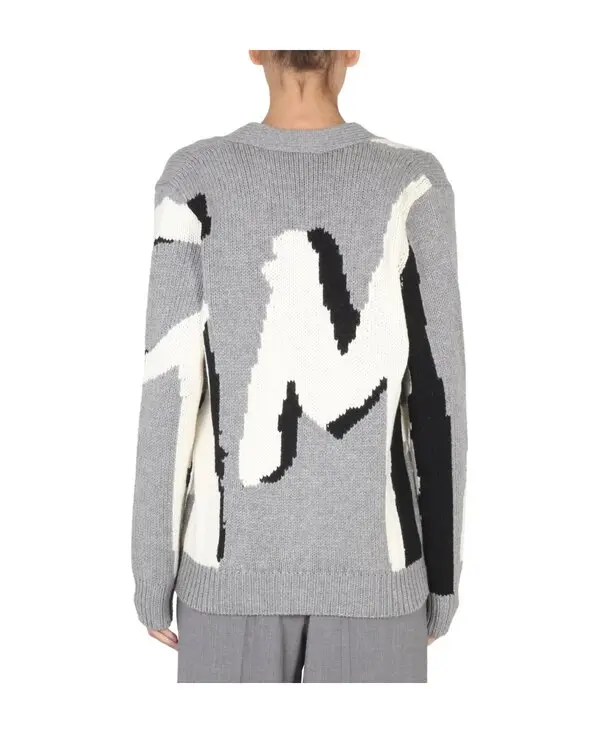 MSGM Logo Intarsia V-neck Cardigan