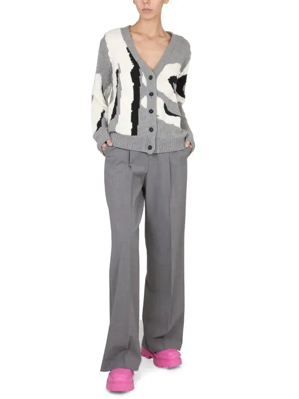 MSGM Logo Intarsia V-neck Cardigan