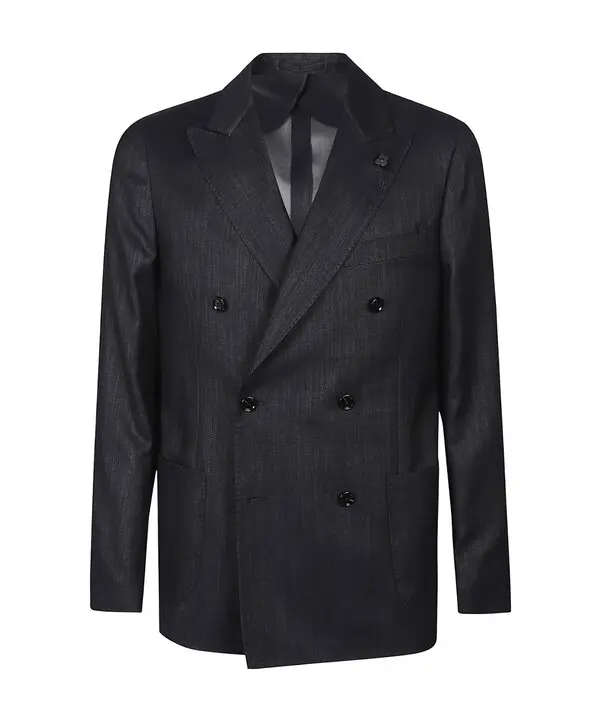 LARDINI Double-breasted Blazer - Black