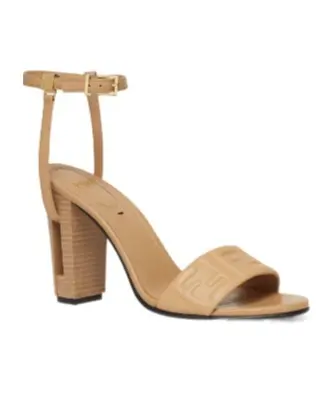 Fendi Embossed Ff Pattern Ankle Strap Sandals - Beige