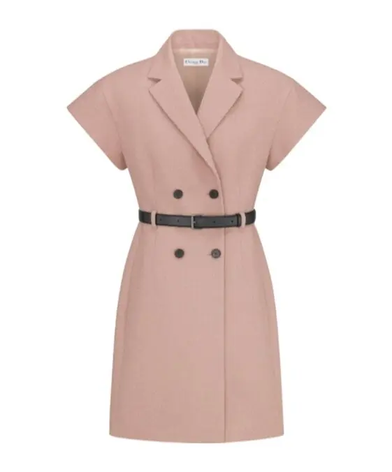 Dior Short Belted Dress - Nude