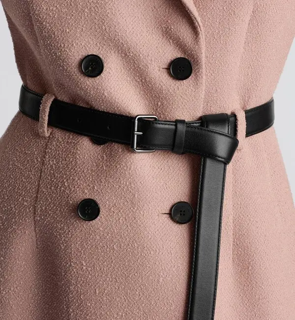 Dior Short Belted Dress With Lapel And Double-breasted Closure - Nude