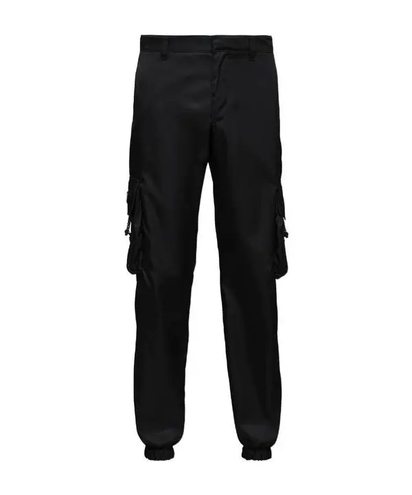 Prada Re-nylon Cargo Pants With Logo Detail - Black