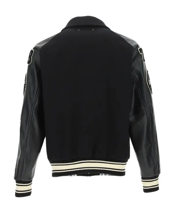GOLDEN GOOSE Embroidered Logo Leather Jacket
