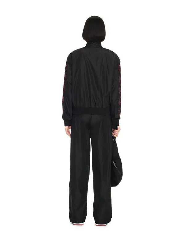 Off-White Diagonal Stripe Embroidered Straight Leg Trousers