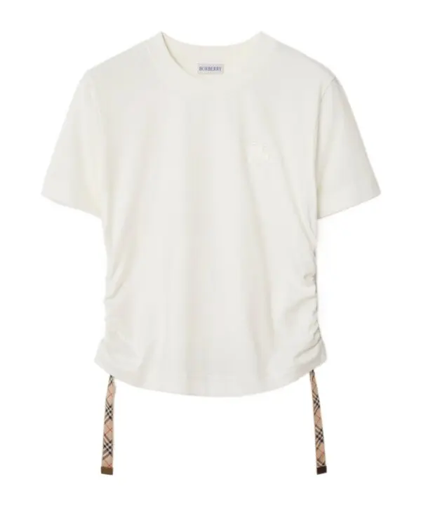 Burberry Logo Detailed Crewneck T-shirt - Chalk