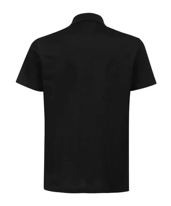 Versace Logo Embroidered Short-sleeved Polo Shirt - Black